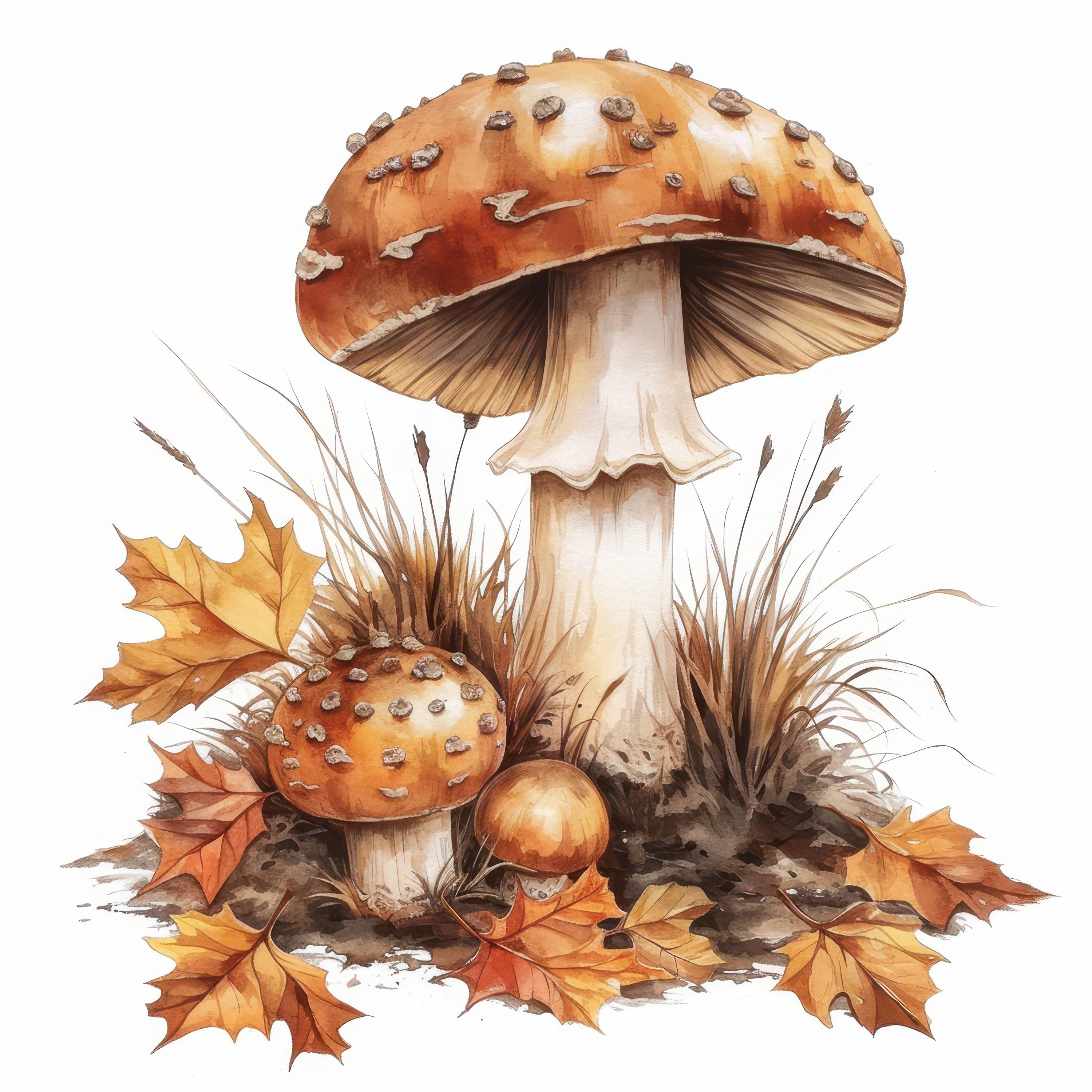14 Mushroom and Fall Foliage Clipart Bundle, Woodland Harvest ...