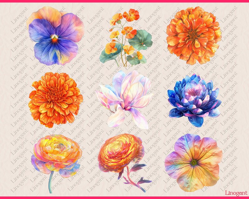 44 PNG Neon Flower With Petal Clipart, Floral Clipart With Vivid ...