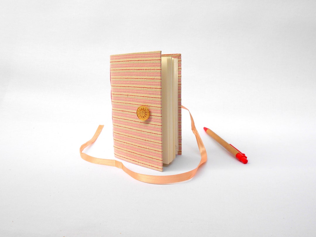 Pink Journal With Gold White Stripes, Blank Journal, Paper Journal, for ...