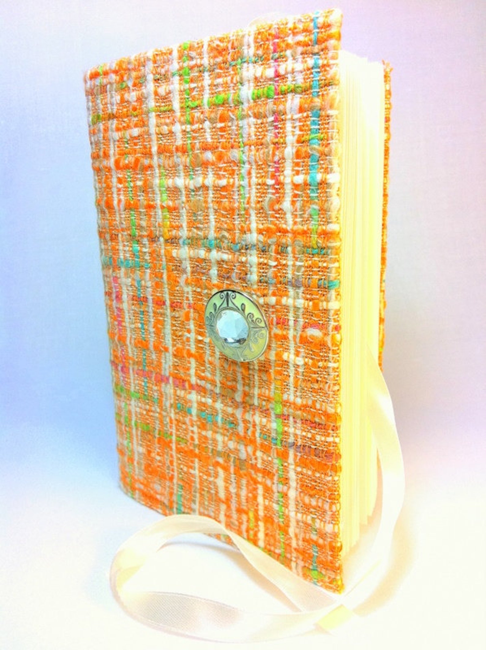 Orange Tweed Journal Notebook Diary Handmade Journals Fabric Journal ...