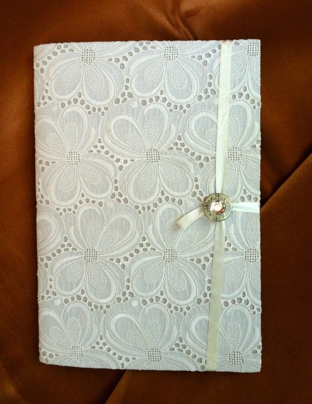 Wedding Guestbook - Scrapbook Album - Lace Fabric Cover - Opens With ...