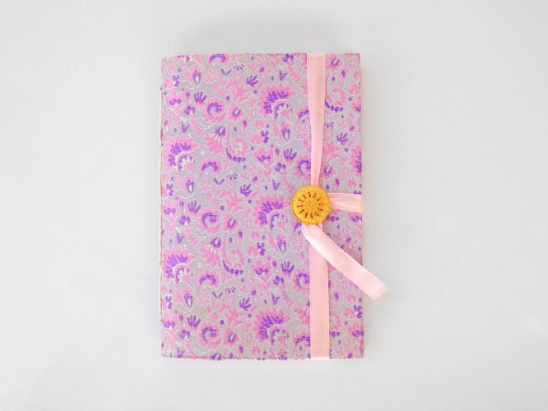 Pink Purple Flowers Journal Notebook Diary Handmade Book Blank Paper ...