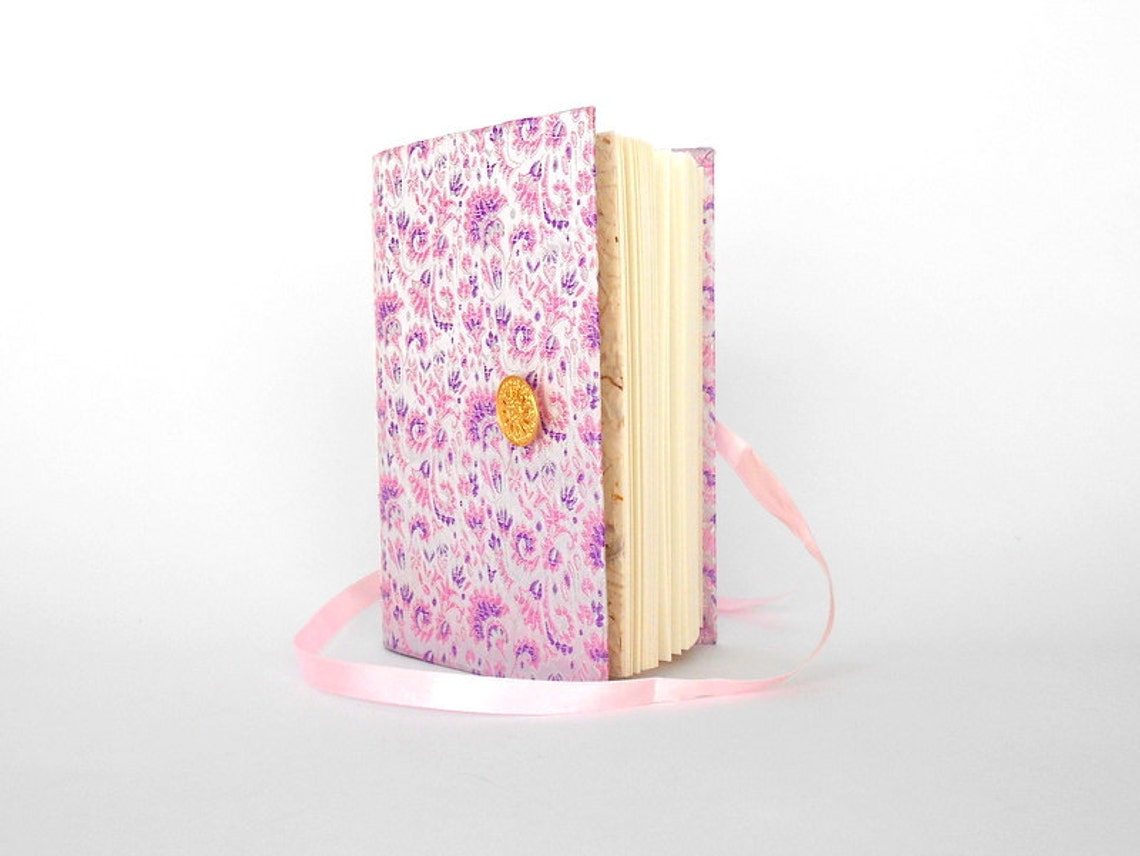 Pink Purple Flowers Journal Notebook Diary Handmade Book Blank Paper ...