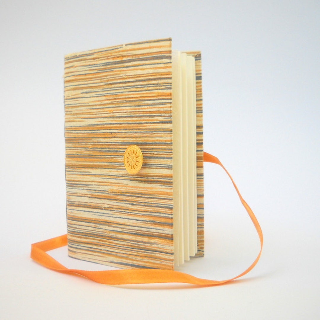 Yellow White Journal Notebook Diary Blank Paper for Writing Silk Fabric ...