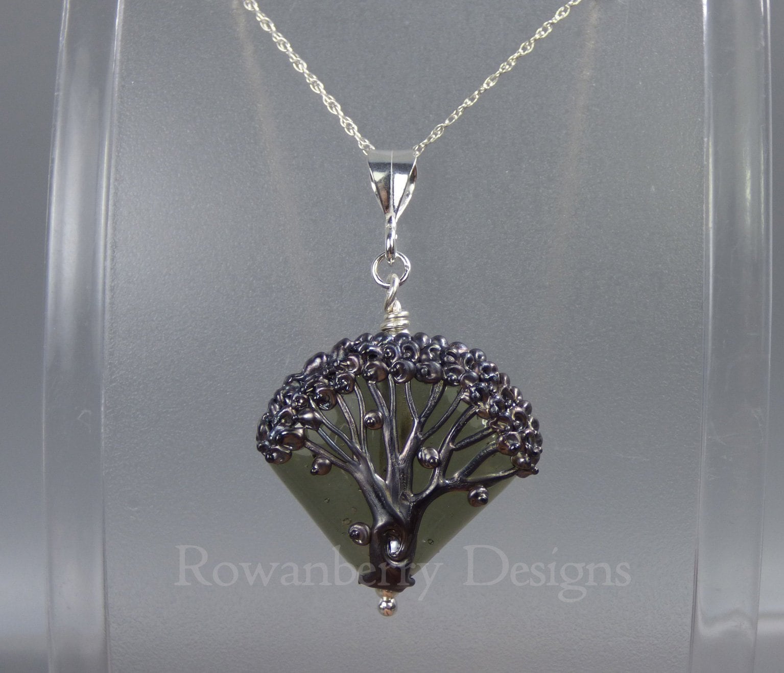 Oak Tree Pendant - Optional Chain - Art Nouveau Style Handmade Lampwork ...