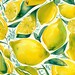 Mediterranean Lemons and Blue Tile Yellow and Blue Digital Backgrounds ...