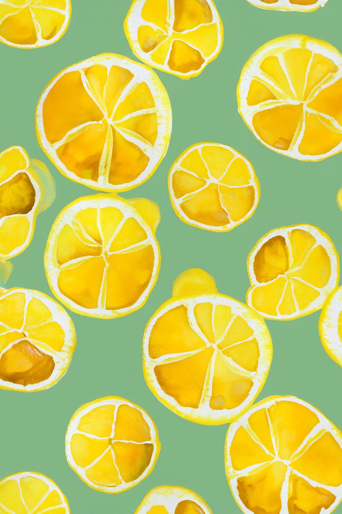 Mediterranean Lemons and Blue Tile Yellow and Blue Digital Backgrounds ...