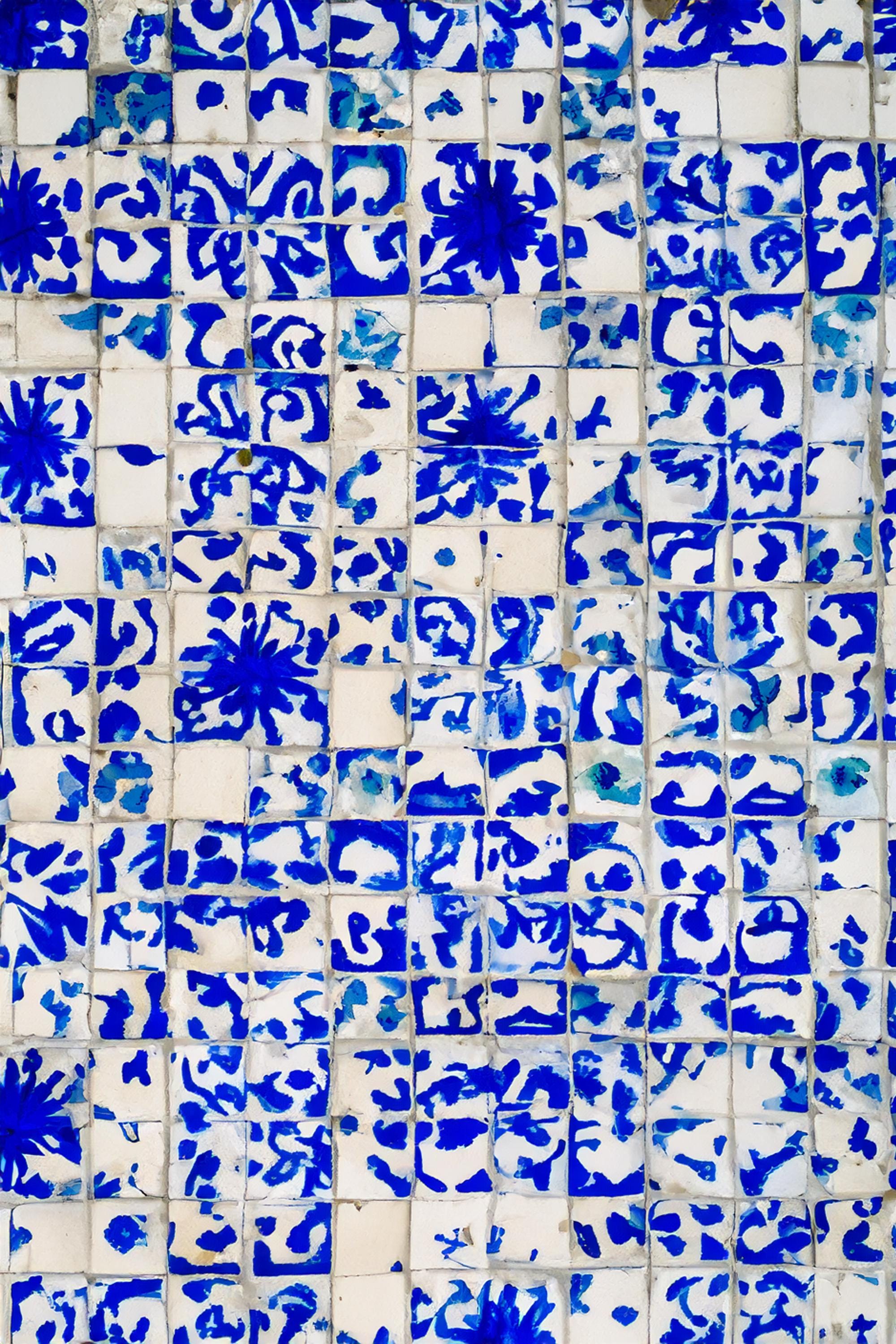 Mediterranean Lemons and Blue Tile Yellow and Blue Digital Backgrounds ...