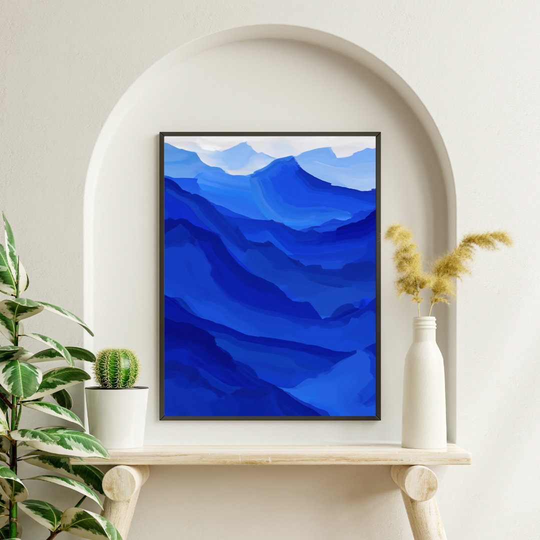 Digital Download Artwork Painting Abstract Blue Mountains. Mountain ...