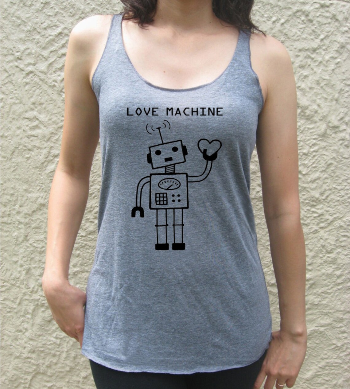 LOVE MACHINE Robot Heart Women Screen Print Tank Top Retro Geek Nerd - Etsy