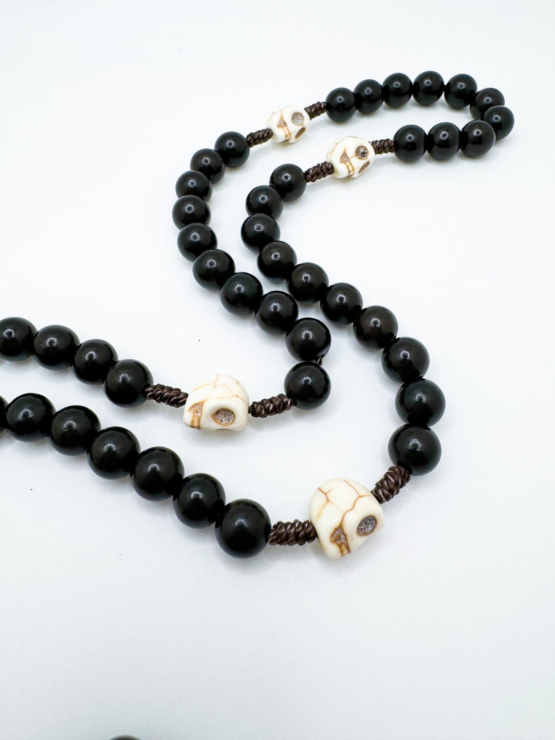 Handmade Ebony Catholic Rosary | Skull Beads, St. Michael Crucifix - Etsy