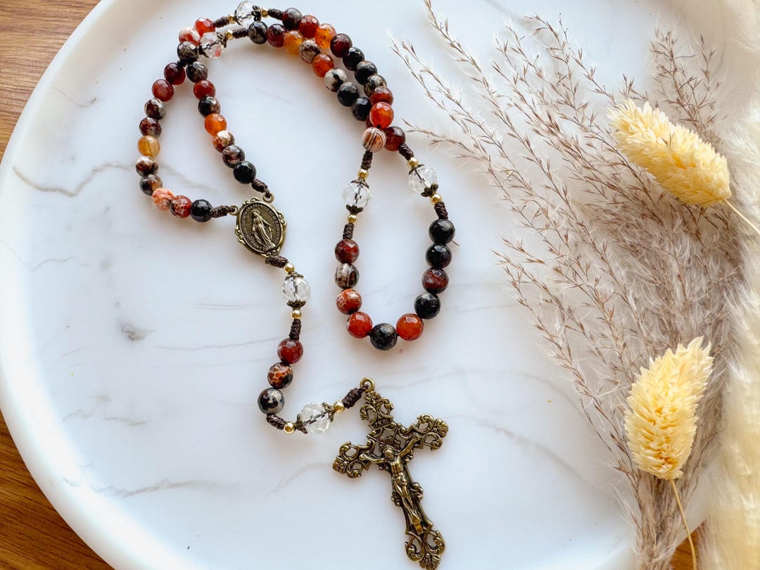 Heirloom Red Catholic Rosary - Catholic Rosary - Gemstone Rosary ...