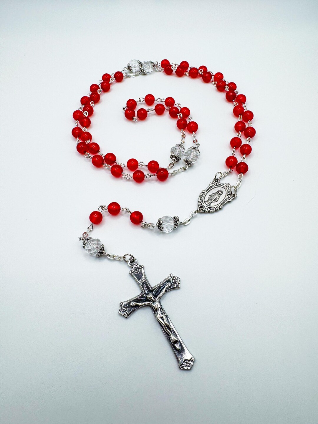 Red Catholic Rosary | High Quality Handmade Gift | Blessed Mother ...