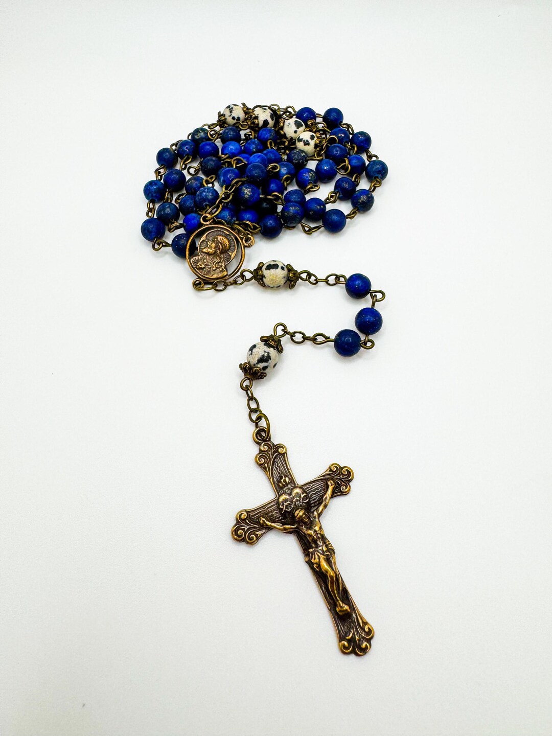 Blue Catholic Rosary | Sacred Heart Rosary | Matte Lapis Lazuli ...