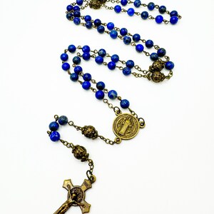 Blue Lapis Lazuli Catholic Rosary | Saint Benedict Rosary | Catholic ...