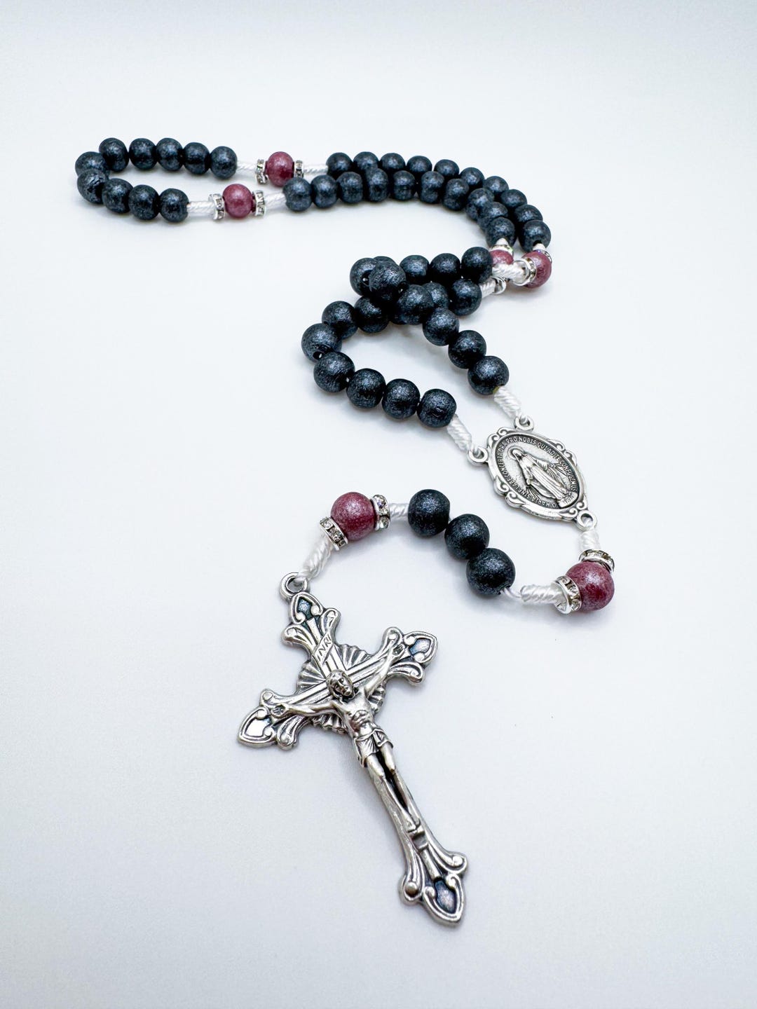 Black and Red Catholic Rosary | Lent | Passion | Painted Wood | Italian ...