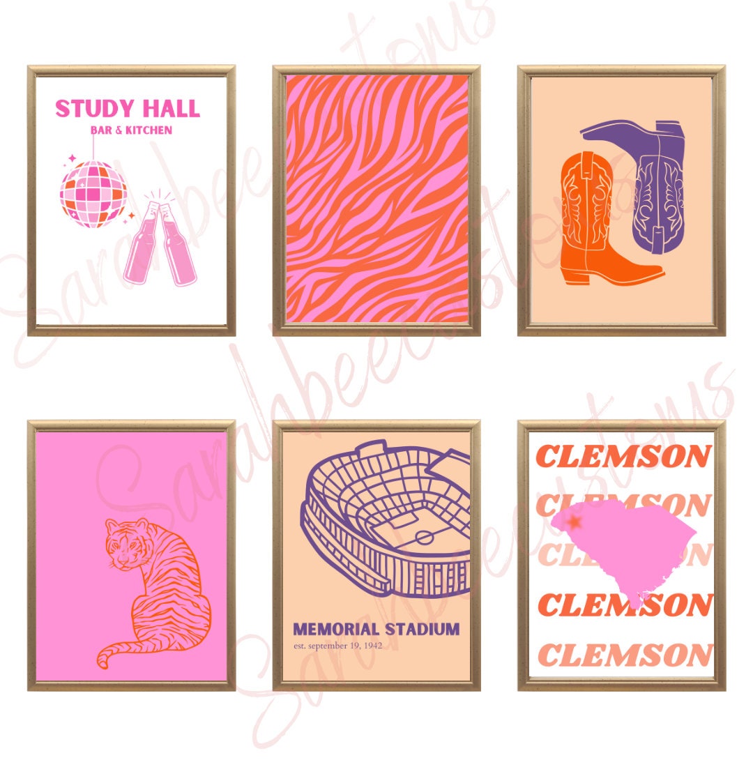 Clemson University Dorm Room Pack of 6 Prints - Etsy