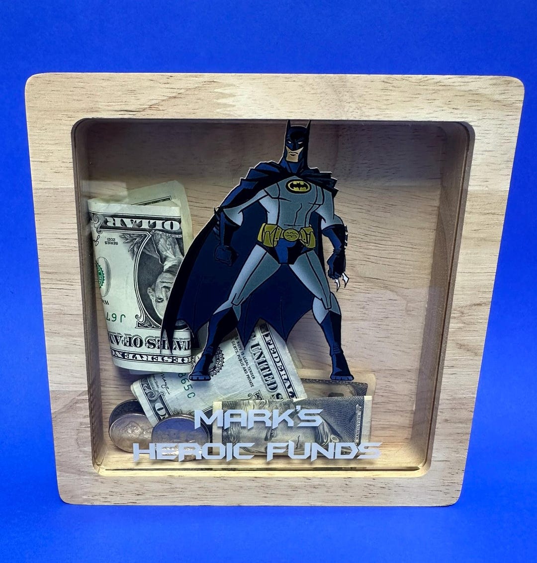 Bat Animal Man Hero Savings Piggy Bank Money Box Stand Boys Kids ...