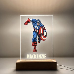 America Hero Night Light up LED Table Desk Lamp Stand Superhero Girls ...