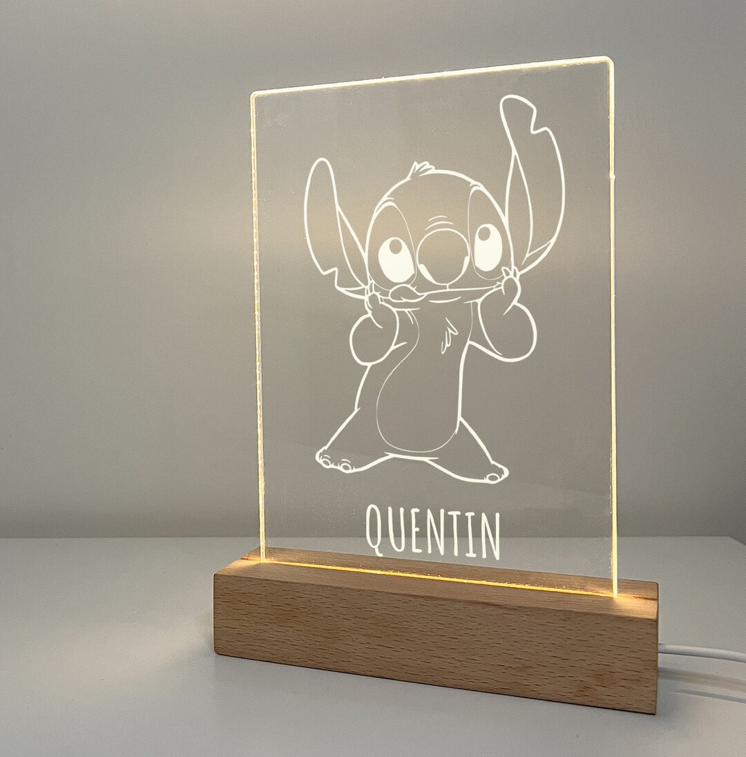 Stitch Night Light up LED Table Desk Lamp Wood Stand Ideal for a Child ...