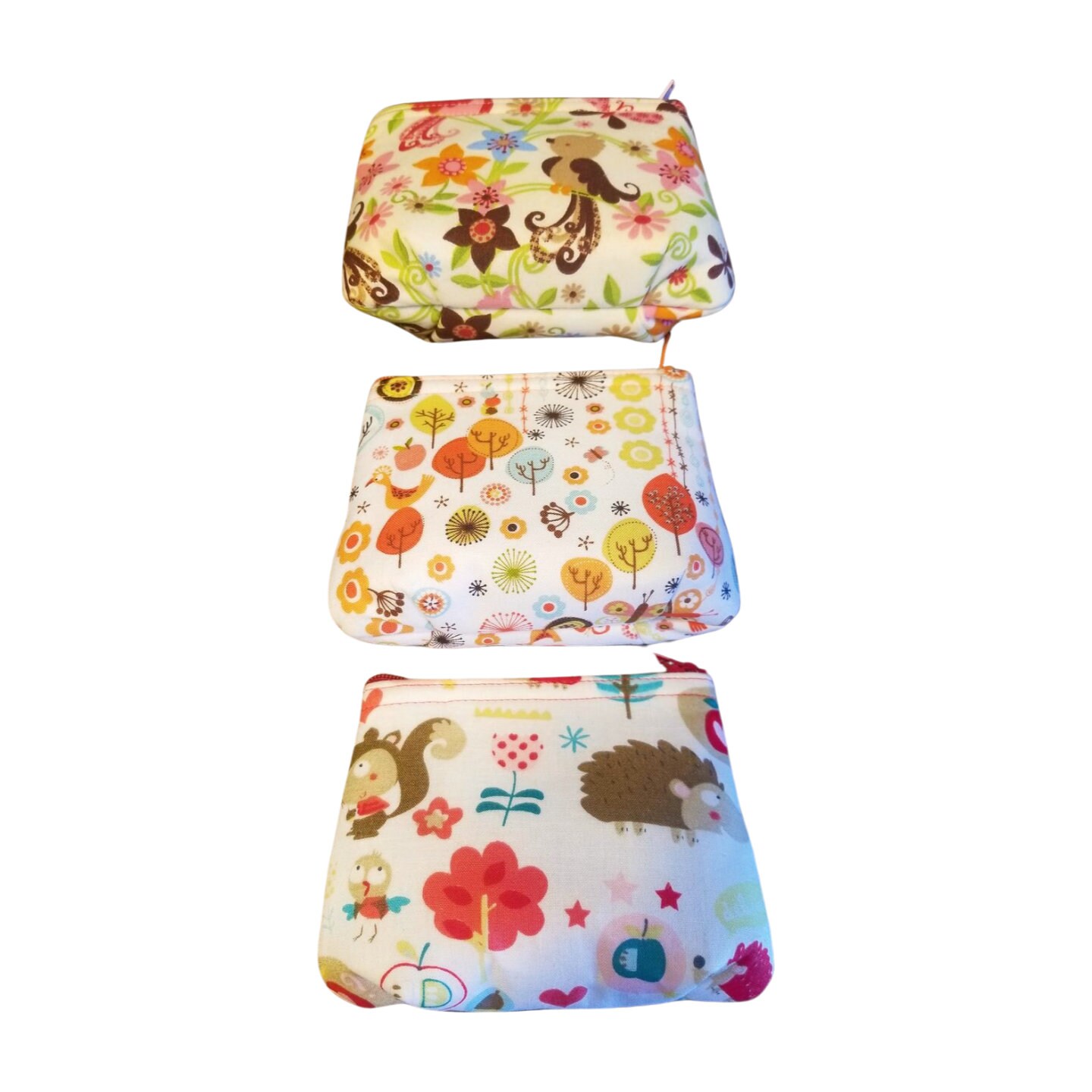 Three Piece Set Woodland Collection Mini Zipper Pouch TRIO Cute Coin ...