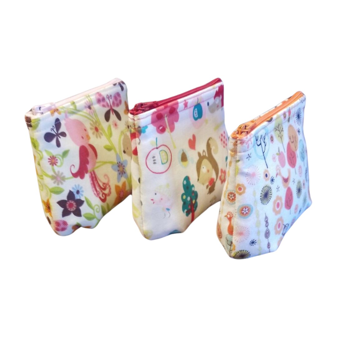 Three Piece Set- Woodland Collection Mini Zipper Pouch TRIO - Cute Coin ...