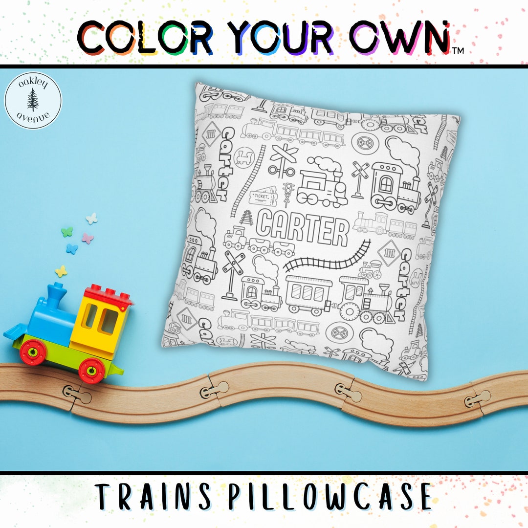 Trains Custom Coloring Pillowcase - Personalized Color Your Own Train ...