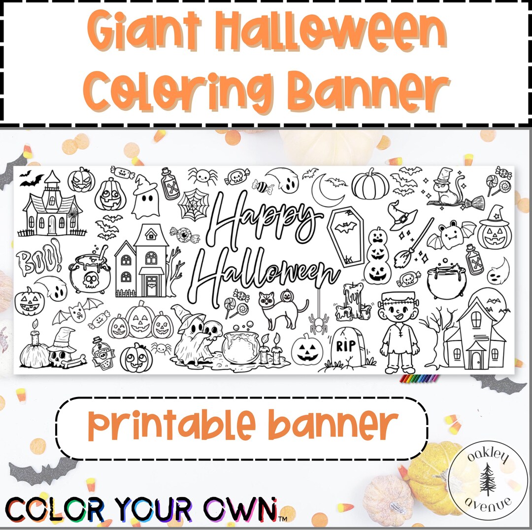 Giant Halloween Coloring Banner, Party Art Project (digital Download ...