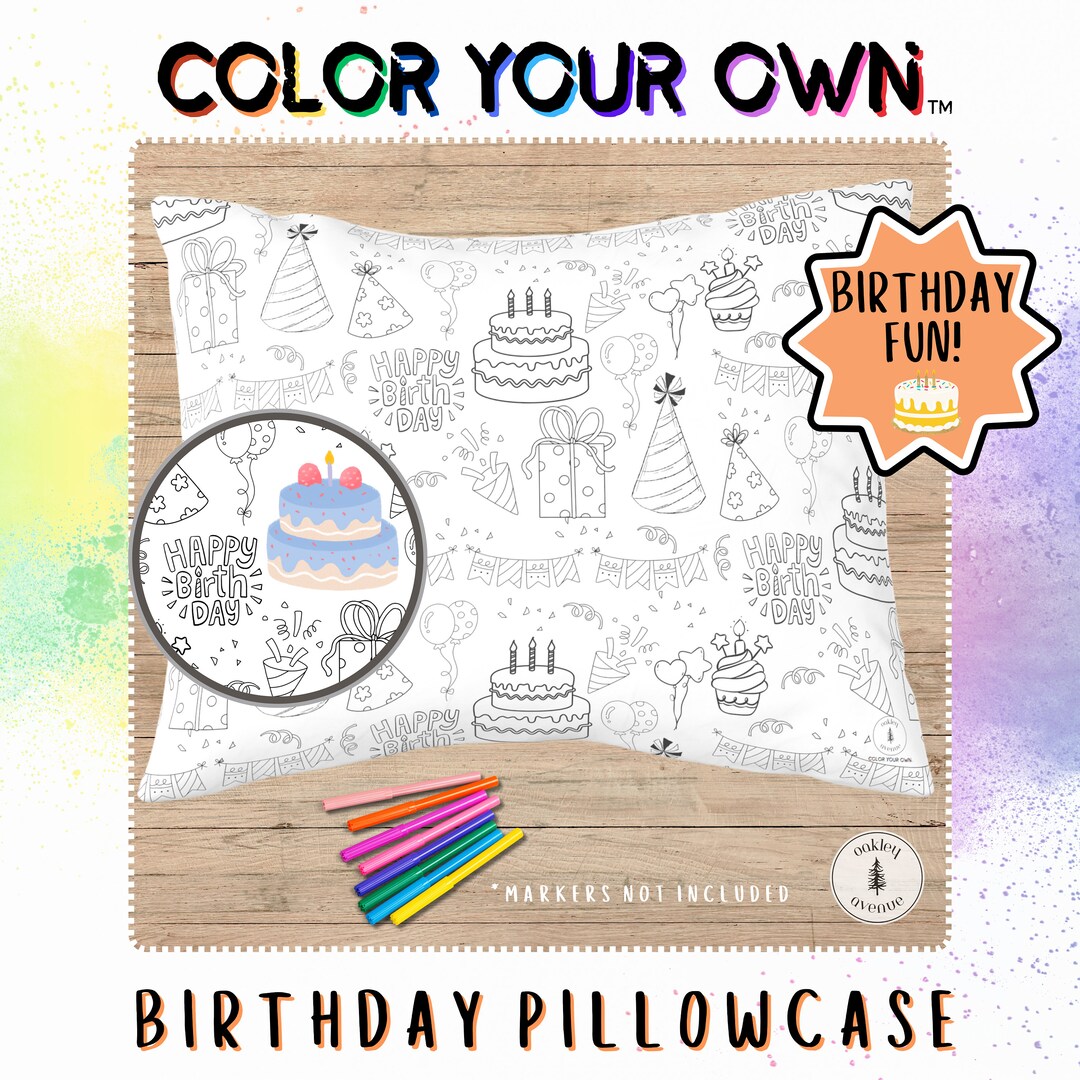 Birthday Coloring Activity for Kids, Personalized Pillowcase, Birthday ...