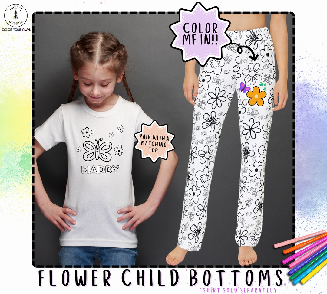 Flower Theme Custom Kids Color Me Pajamas Personalized Coloring ...