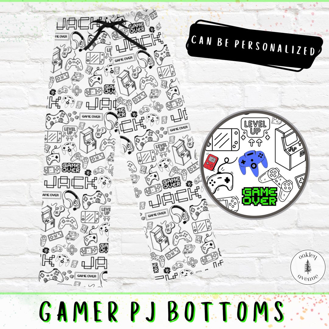 Gamer Adult Coloring Activity Pajama Bottom Custom Gaming Color Your ...