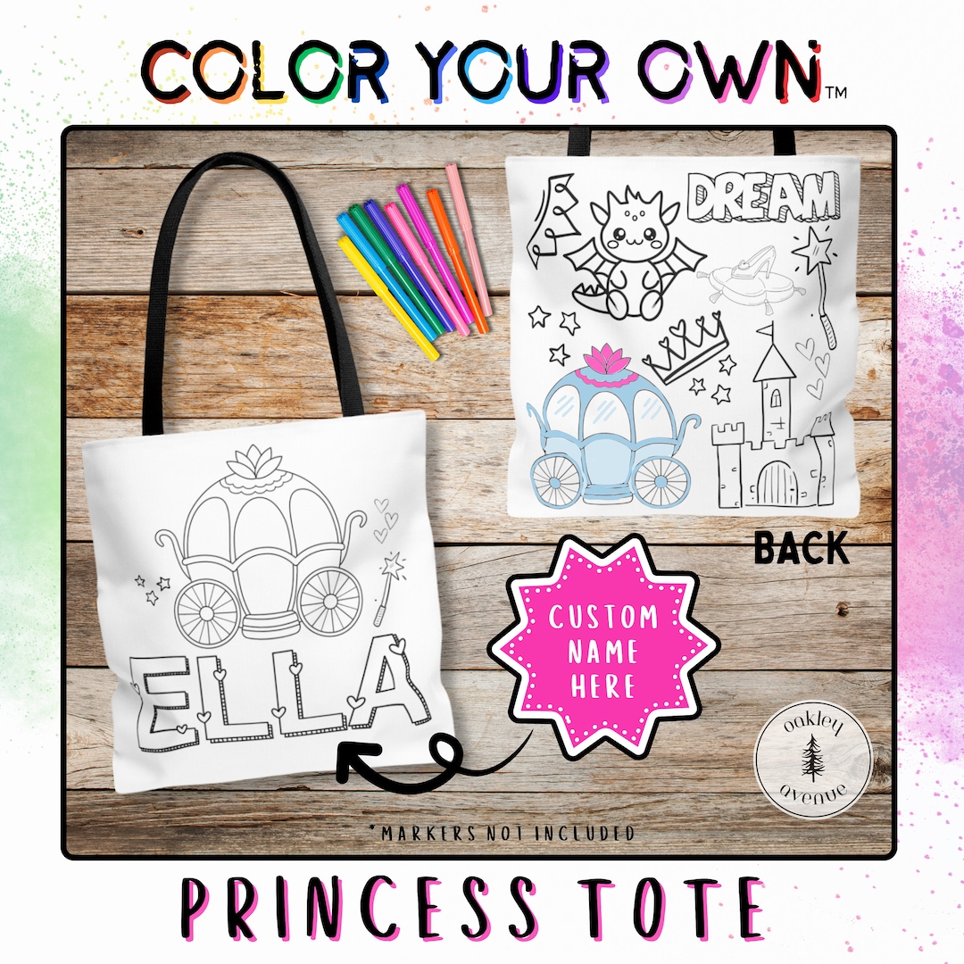 Princess Coloring Tote - Personalized Color on Tote Bag - Color Your ...