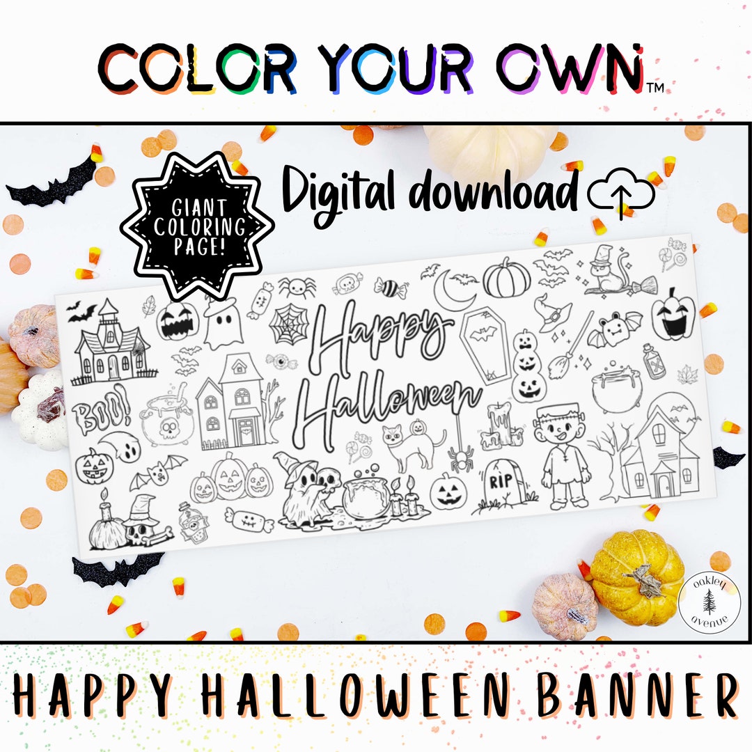 Halloween Coloring Banner Digital Download Giant Holiday Coloring Page ...