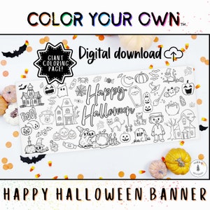 Halloween Coloring Banner Digital Download Giant Holiday Coloring Page ...