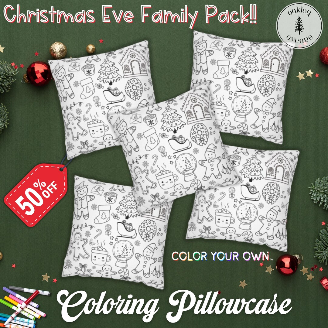 Christmas Coloring Activity Family Pack Color Your Own Pillowcase ...
