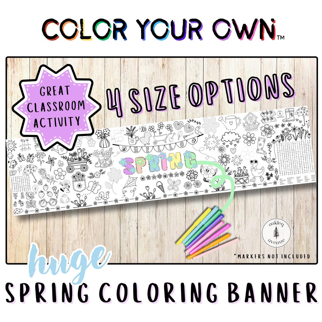 GIANT Spring Coloring Banner Poster Table Cover Digital Download ...