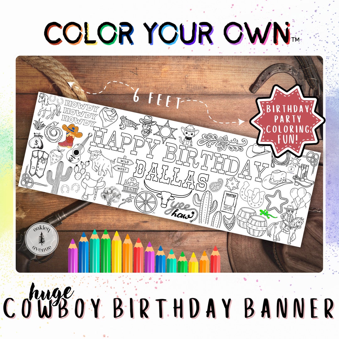 Custom Cowboy Birthday Banner for Kids Western Rodeo Party Decor ...