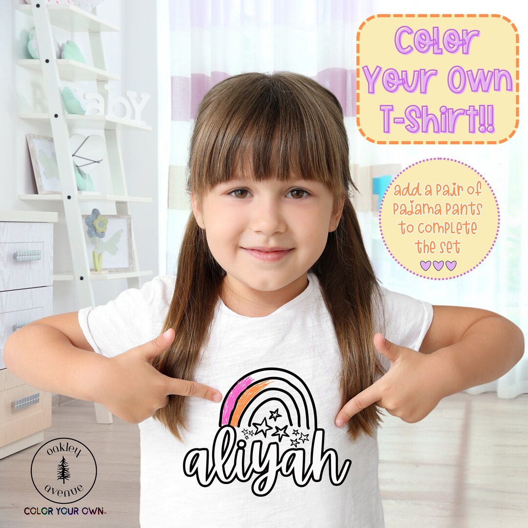 Rainbow Color Your Own Pajama Top, Fun Birthday Present, Custom Pjs ...