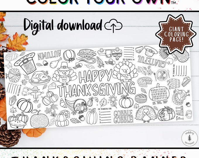 GIANT Thanksgiving Coloring Poster Table Cover Thanksgiving Table Paper ...