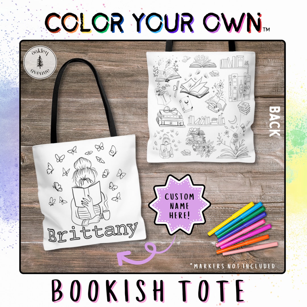 Personalized Coloring Tote Bag – Bookish Color Your Own Tote - Book ...