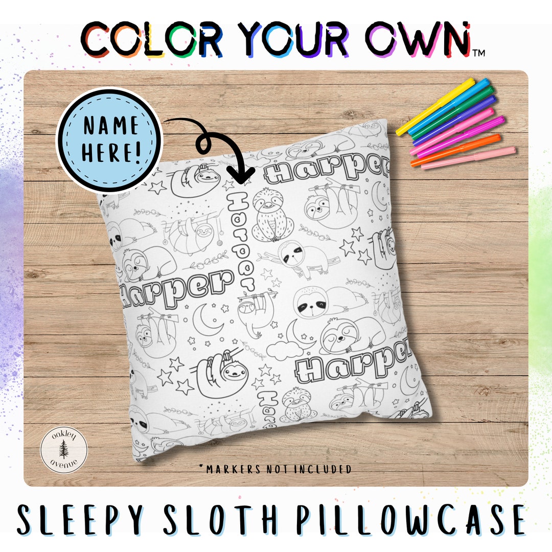 Sleepy Sloth Custom Color Your Own Pillowcase Color on Pillow Sham ...