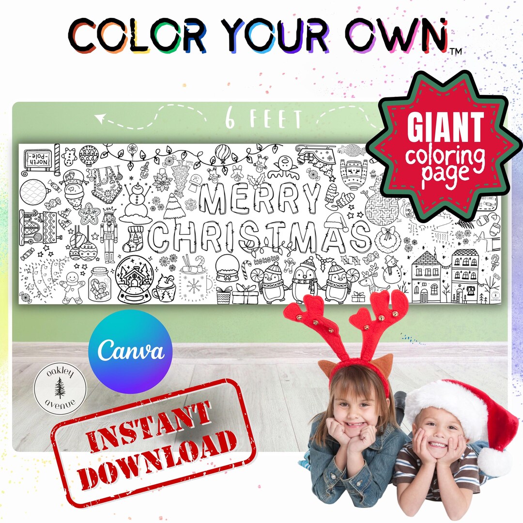 Christmas Coloring Banner Digital Download Giant Holiday Coloring Page ...