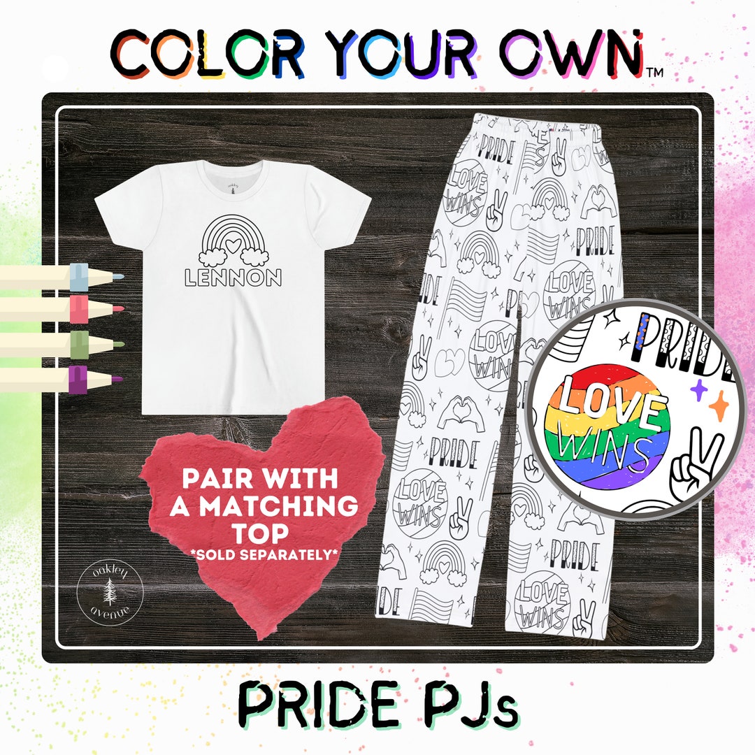 LGBTQ+ Rainbow Pride Month Youth Coloring Pjs, Love, Gay Pride Lesbian ...