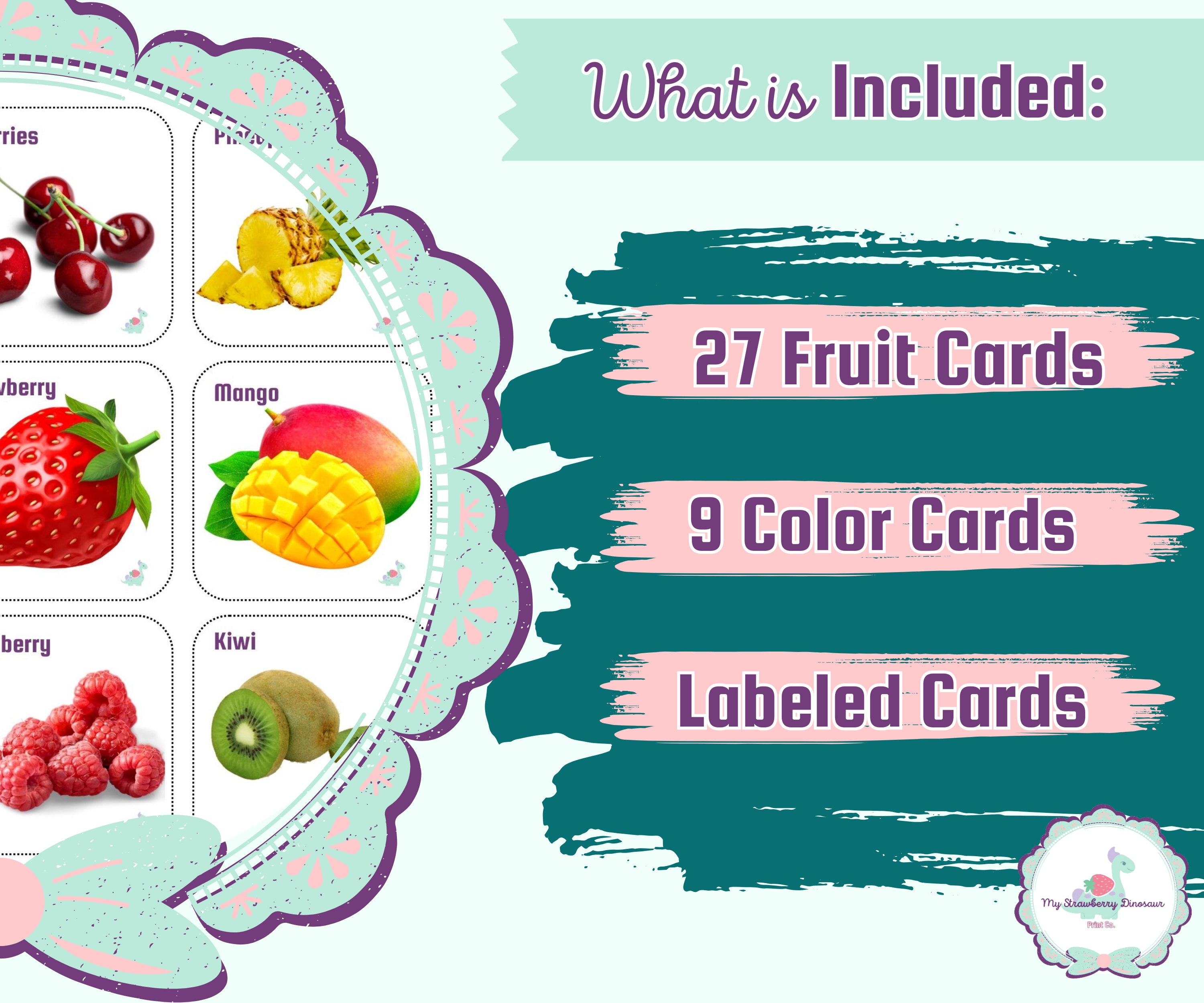 Color Sorting Cards Fruit Montessori Color Matching Cards Toddler ...