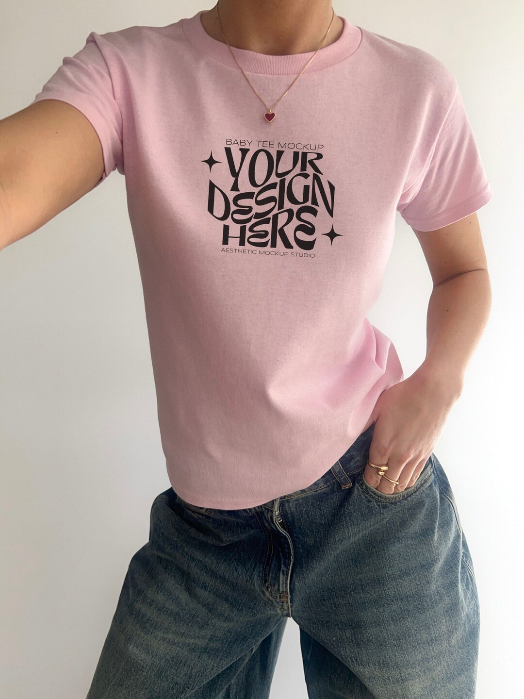 Pink Baby Tee Mockup // 90s Pink Baby Tee Mockup, Gildan 5000b Pink ...