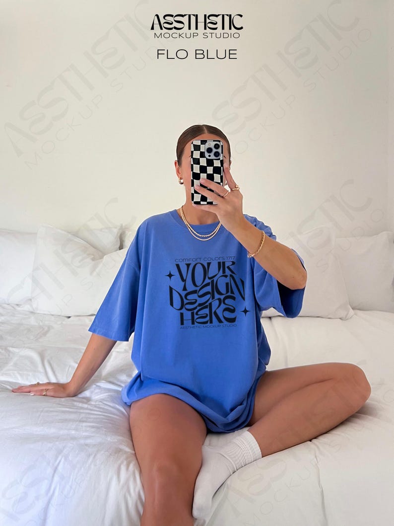 Comfort Colors 1717 Flo Blue Mockup // Comfort Colors Mockup Flo Blue ...