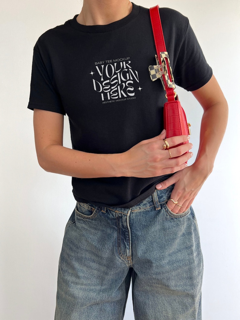 90s Baby Tee Mock up // Y2K Baby Tee Mock Up, Gildan 5000b Baby Tee ...