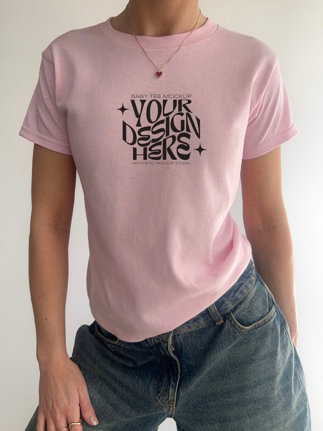 Pink Baby Tee Mockup // 90s Pink Baby Tee Mockup, Gildan 5000b Pink ...