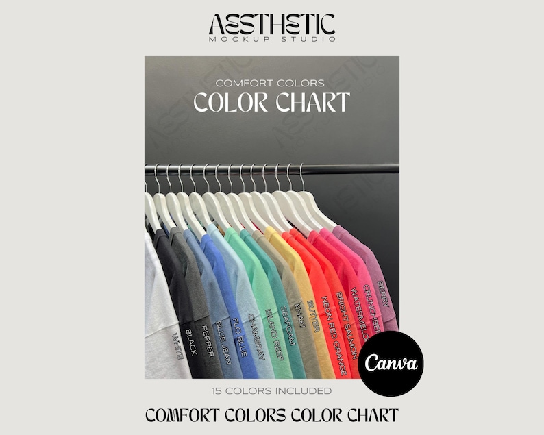 Comfort Colors 1717 Color Chart: Editable Canva Template (digital ...
