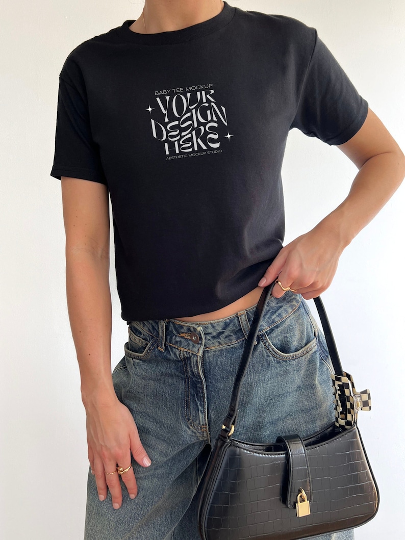 90s Baby Tee Mock up // Y2K Baby Tee Mock Up, Gildan 5000b Baby Tee ...